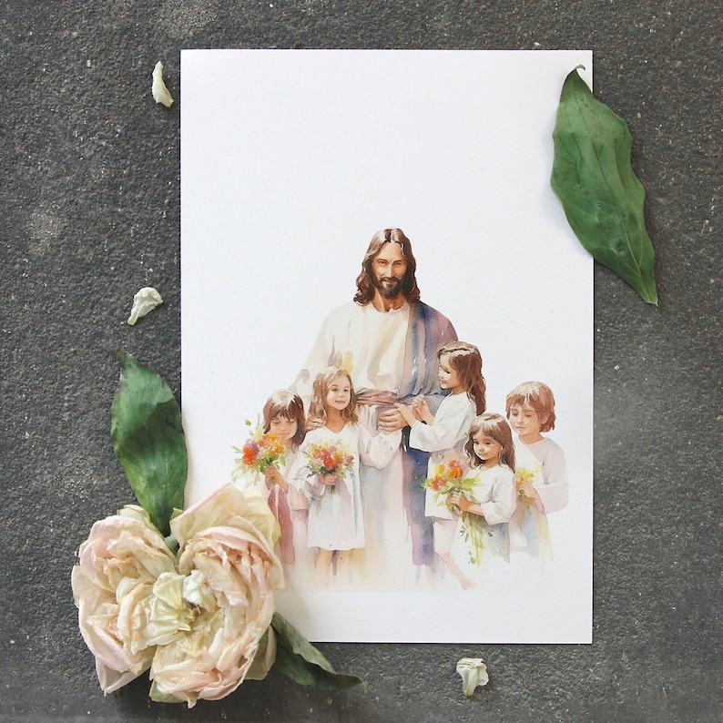 Jesus and the Little Children Watercolor Art Bible Verse - Etsy