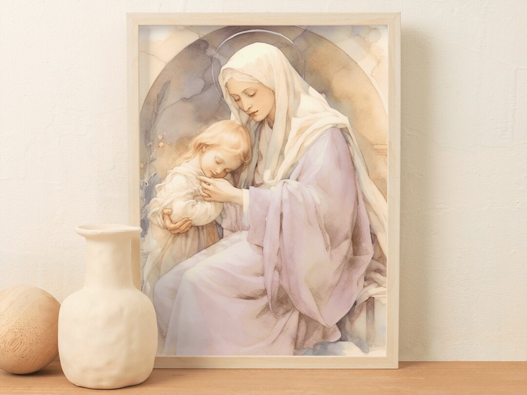 St. Anne Watercolor Painting | Digital Download | Catholic Devotional ...
