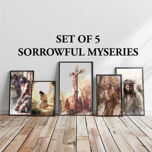 Rosary Art, Set of 5 Sorrowful Mysteries, Digital Downloads, Rosary ...