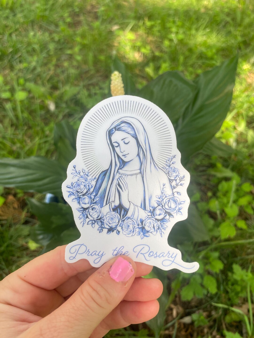 Blessed Virgin Mary Vinyl Decal Sticker, Catholic Stickers for Water ...