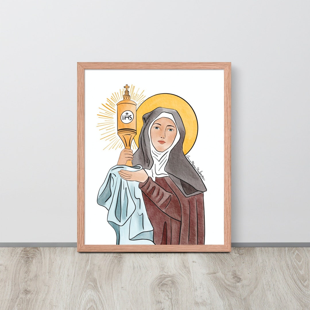 St Clare of Assisi Framed Print, Original Illustration Based on Classic ...