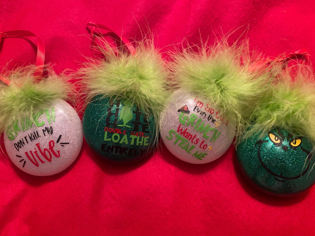Custom Made Grinch Inspired Ornaments - Etsy