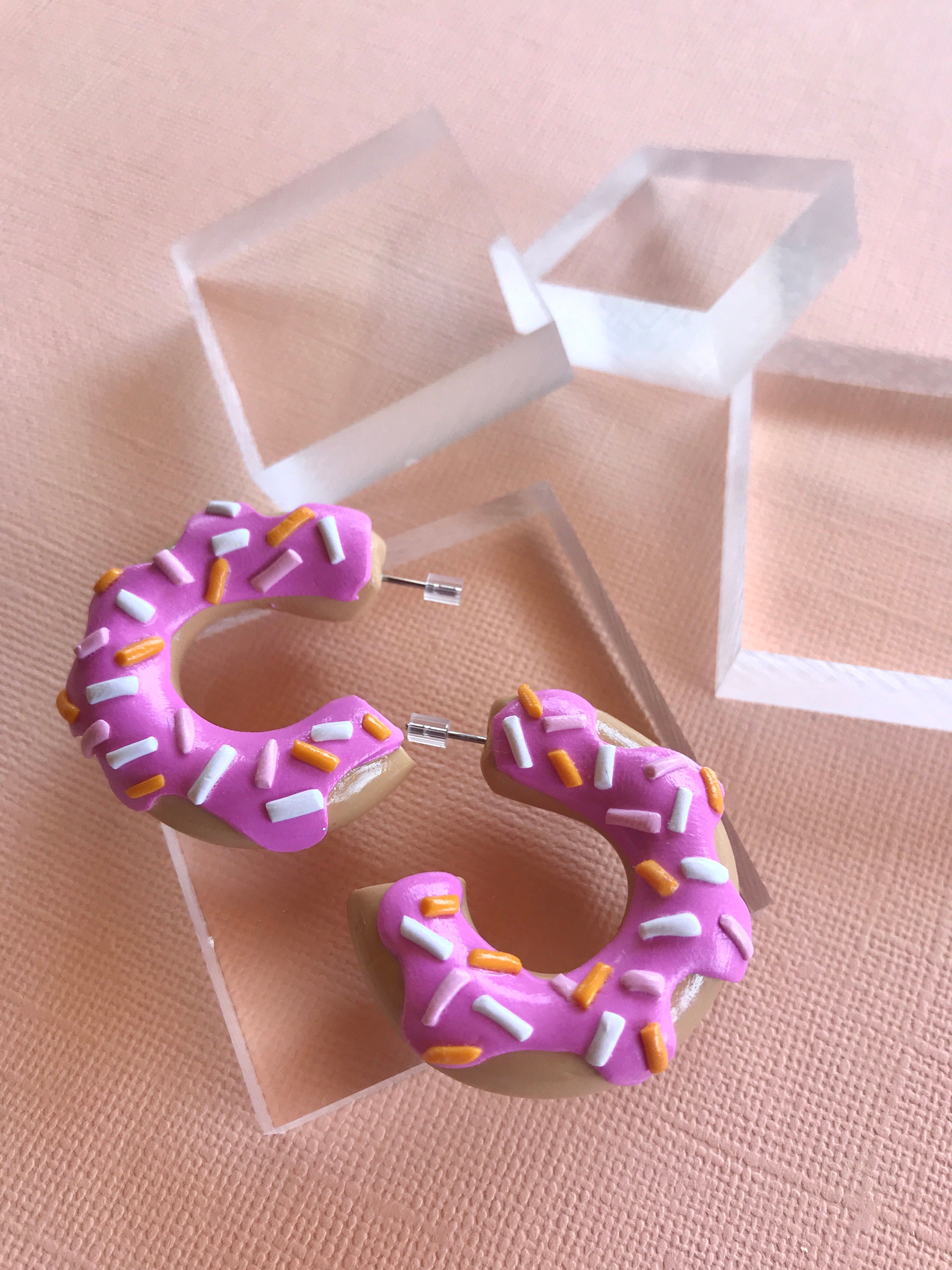 3/4 Donut Hoop Earrings/ Half Eaten Donut Earrings/ Cute - Etsy UK