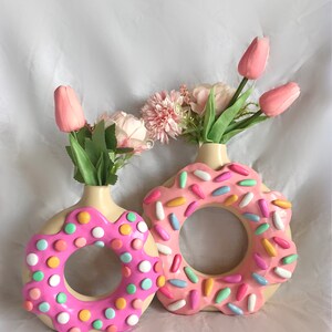Donut Vase/ Doughnut Vase/ Cute Decor/ Colorful Home Decor/ Sprinkles ...