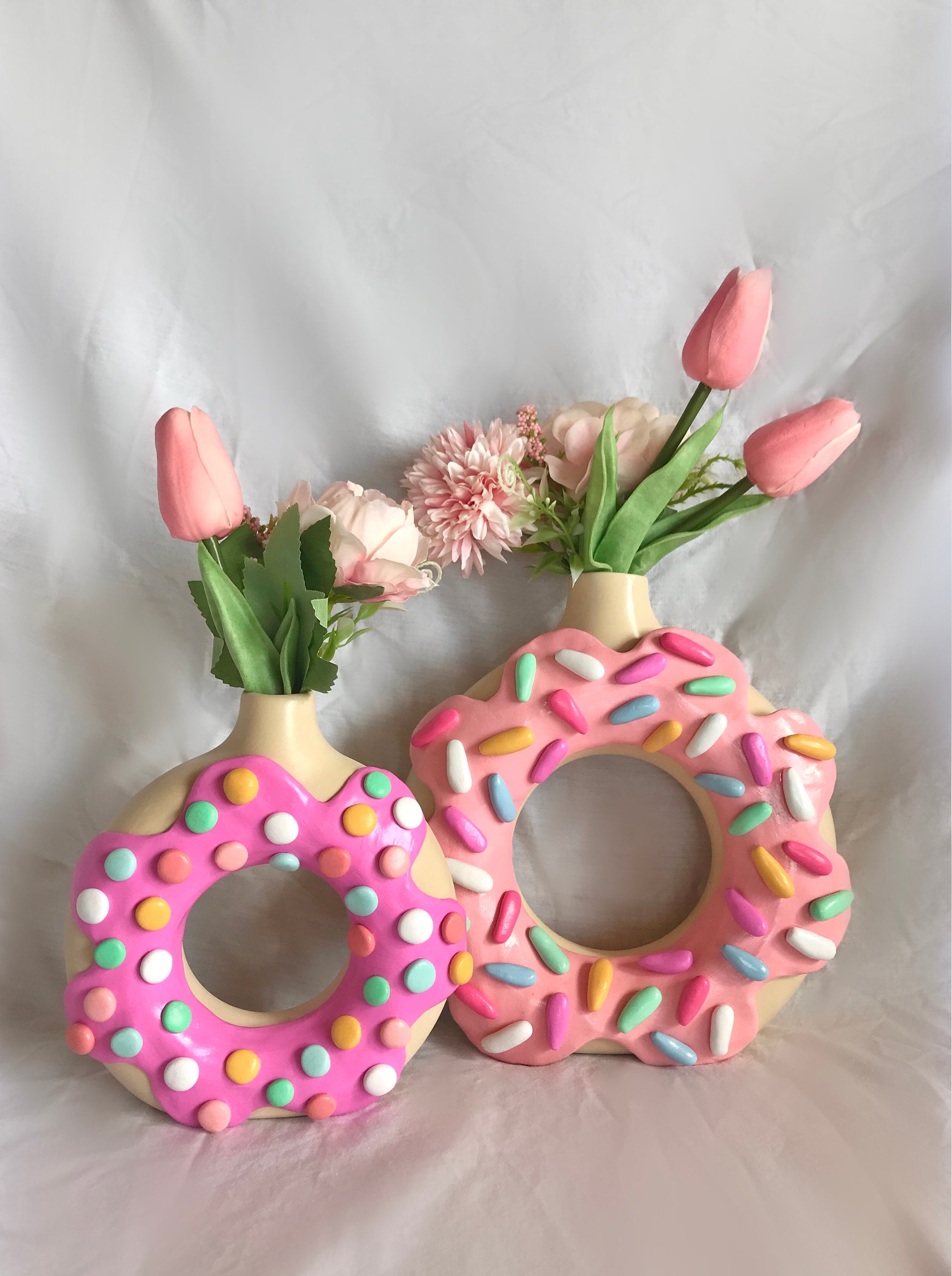 Donut Vase/ Doughnut Vase/ Cute Decor/ Colorful Home Decor/ Sprinkles ...