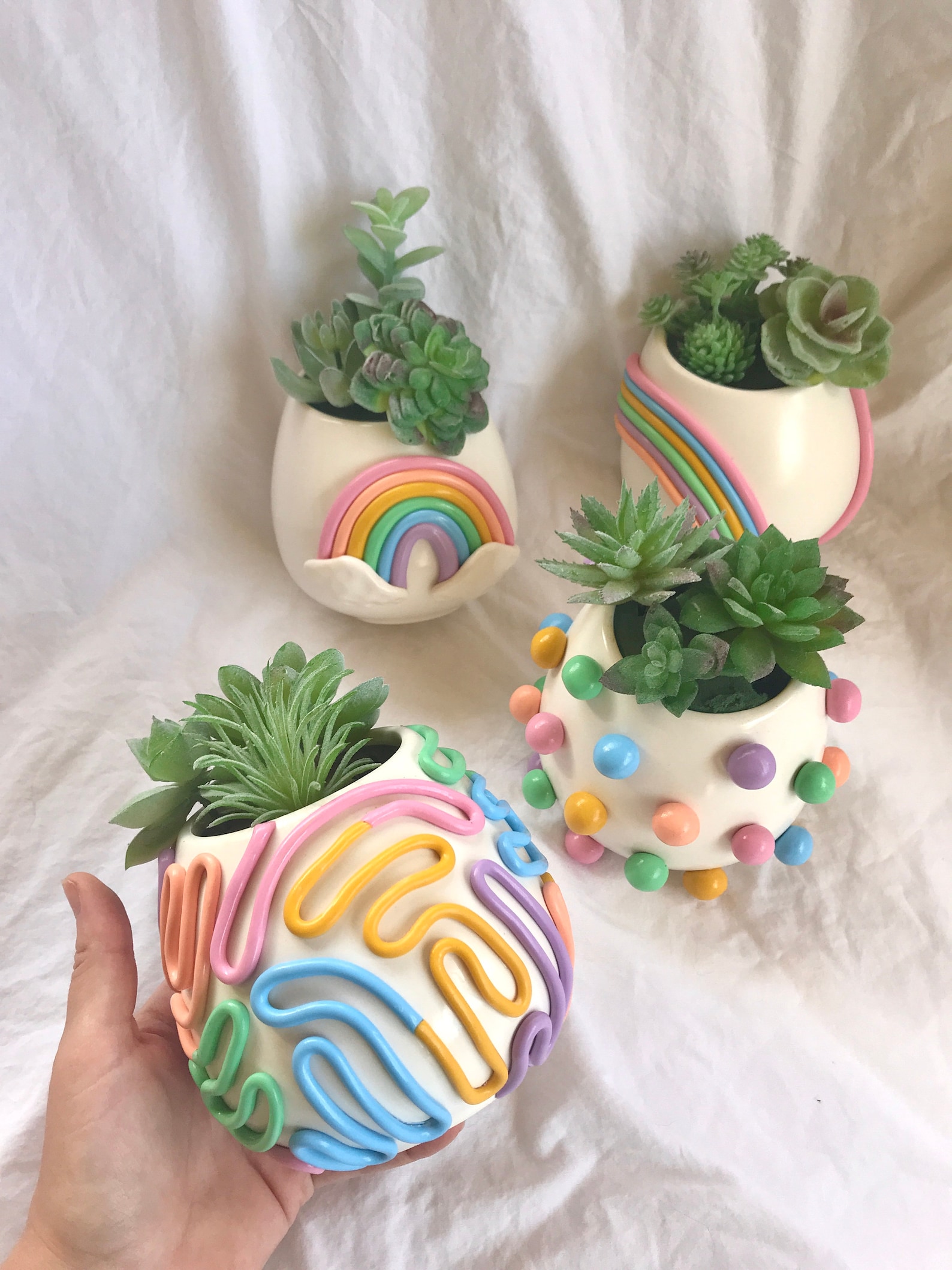Colorful Ceramic Wall Planters/ Boho Wall Hanging Planter/ Handmade ...