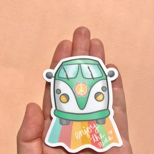 Enjoy the Ride Travel Sticker/ Hippie Van Sticker/ Retro Van Art ...