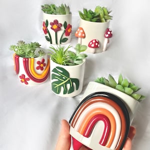 Neutral Planter Pots/ Rainbow Planter/ Succulent Planters/ Monstera ...