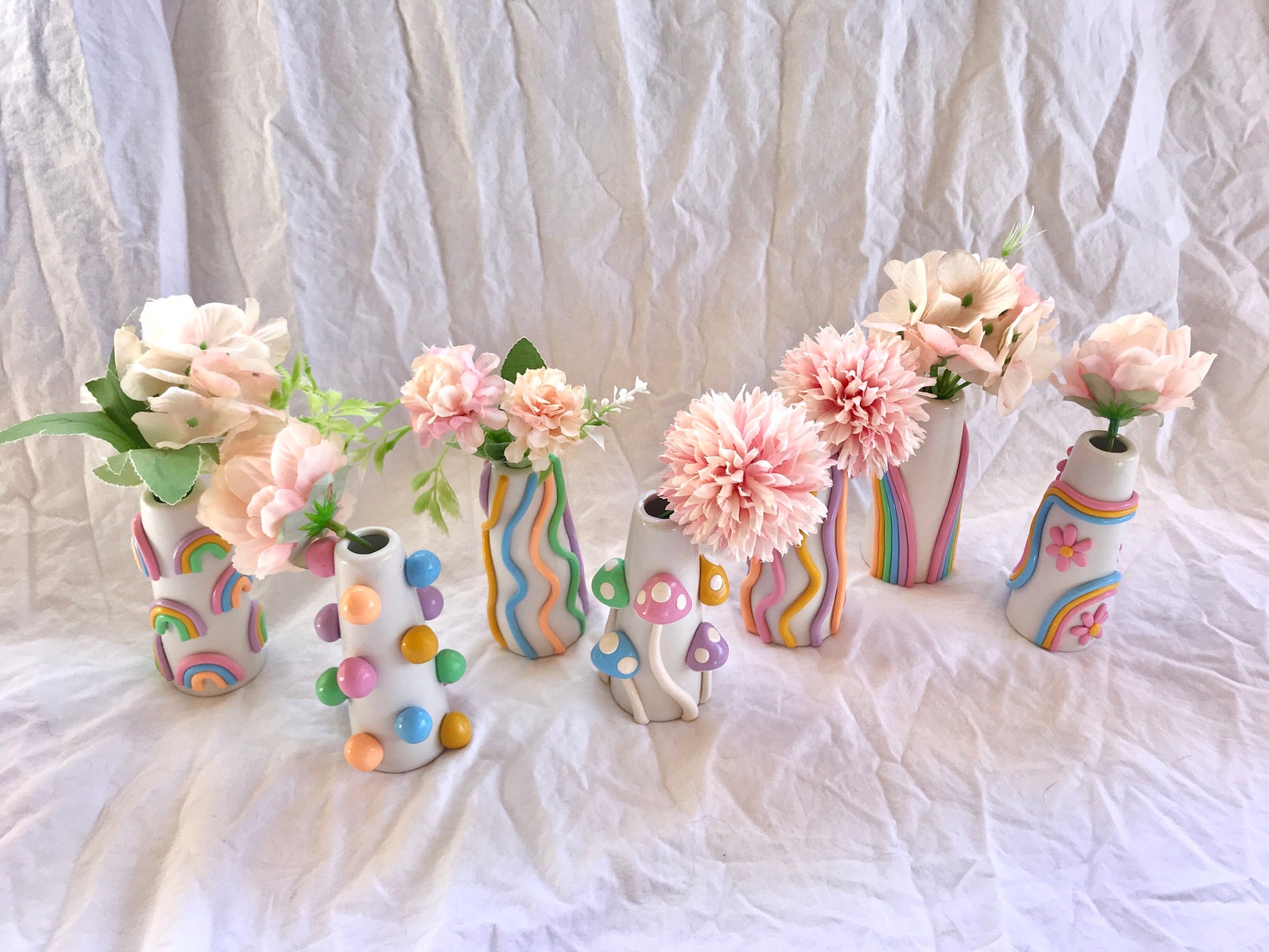 Retro Eclectic Colorful Bud Vase/ Cute Ceramic Vase/ Rainbow - Etsy
