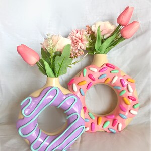 Donut Vase/ Doughnut Vase/ Cute Decor/ Colorful Home Decor/ Sprinkles ...