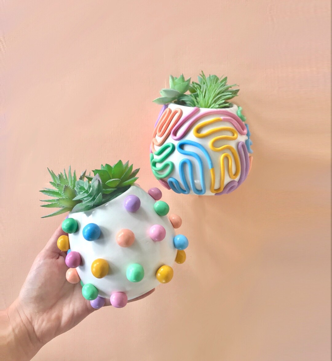Colorful Ceramic Wall Planters/ Boho Wall Hanging Planter/ Handmade ...