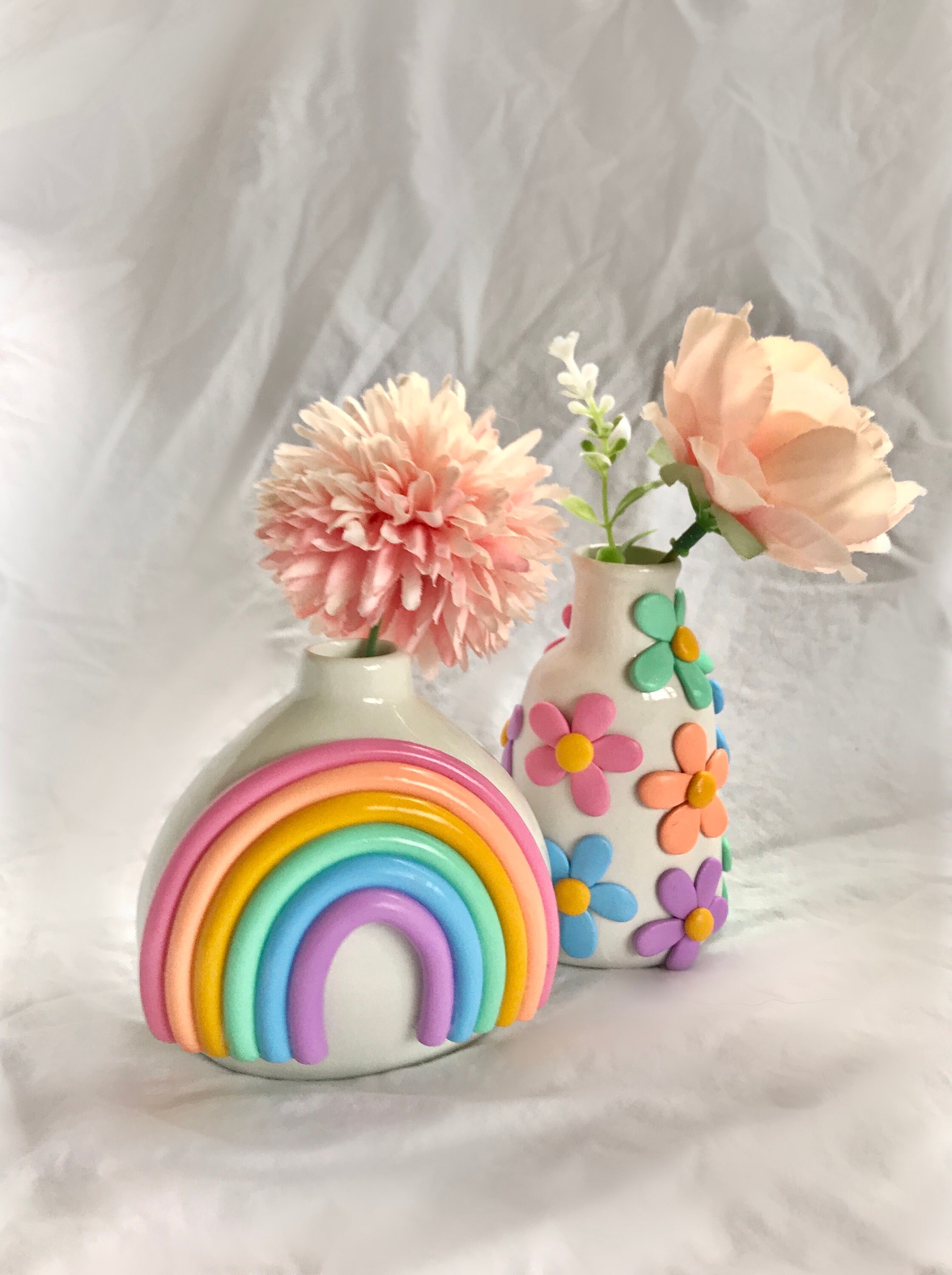 Retro Eclectic Colorful Bud Vase/ Cute Ceramic Vase/ Rainbow | Etsy