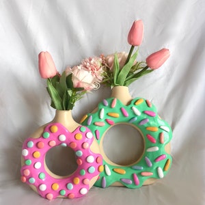 Donut Vase/ Doughnut Vase/ Cute Decor/ Colorful Home Decor/ Sprinkles ...