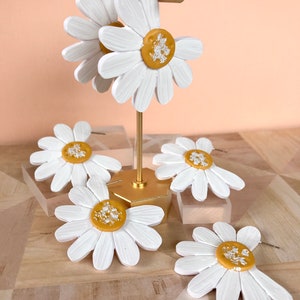 Daisy Hoop Earrings/ Daisy Jewelry/ Flower Hoop Earring/ Modern Hoop ...