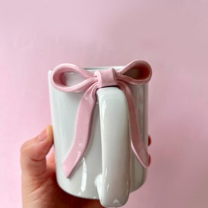 Coquette Pink Bow Mugs/ Cute Ceramic Mug/ Girly Pop Coffee Mug/ Bow Decor/ Modern Ceramic Cup ...