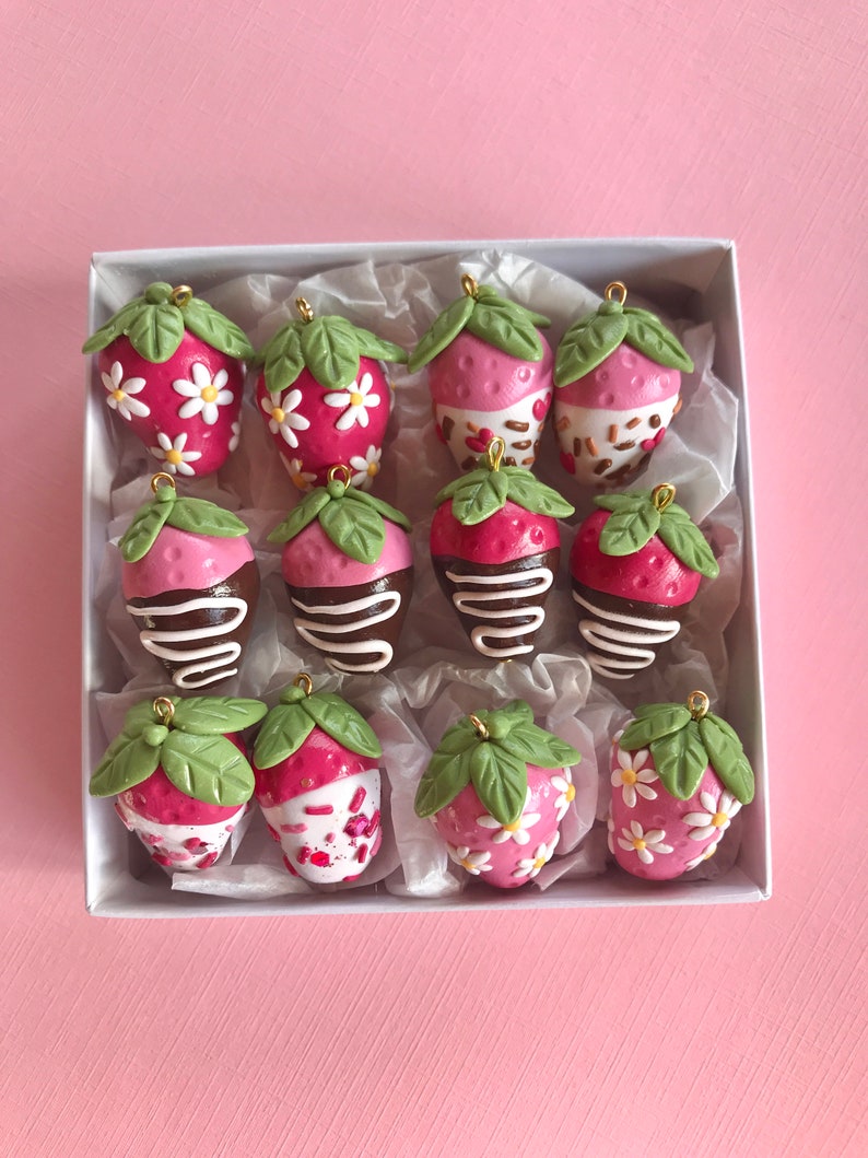 Chocolate Dipped Strawberry Earrings: Polymer Clay Kawaii Food Jewelry ...