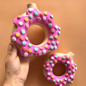 Donut Vase/ Doughnut Vase/ Cute Decor/ Colorful Home Decor/ Sprinkles ...