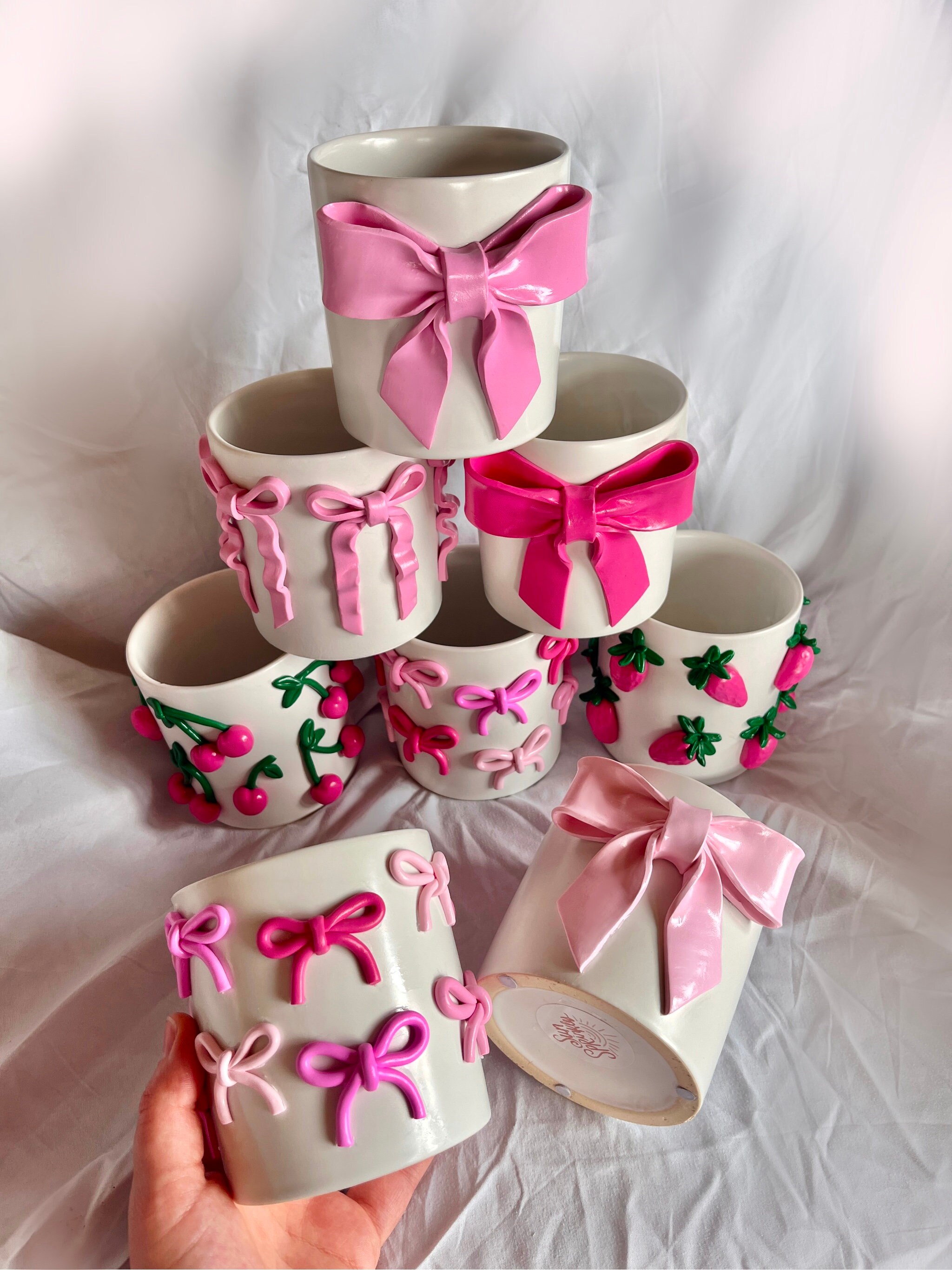 Coquette Pink Planters/ Cute Ceramic Planter/ Girly Pop Planter/ Bow ...