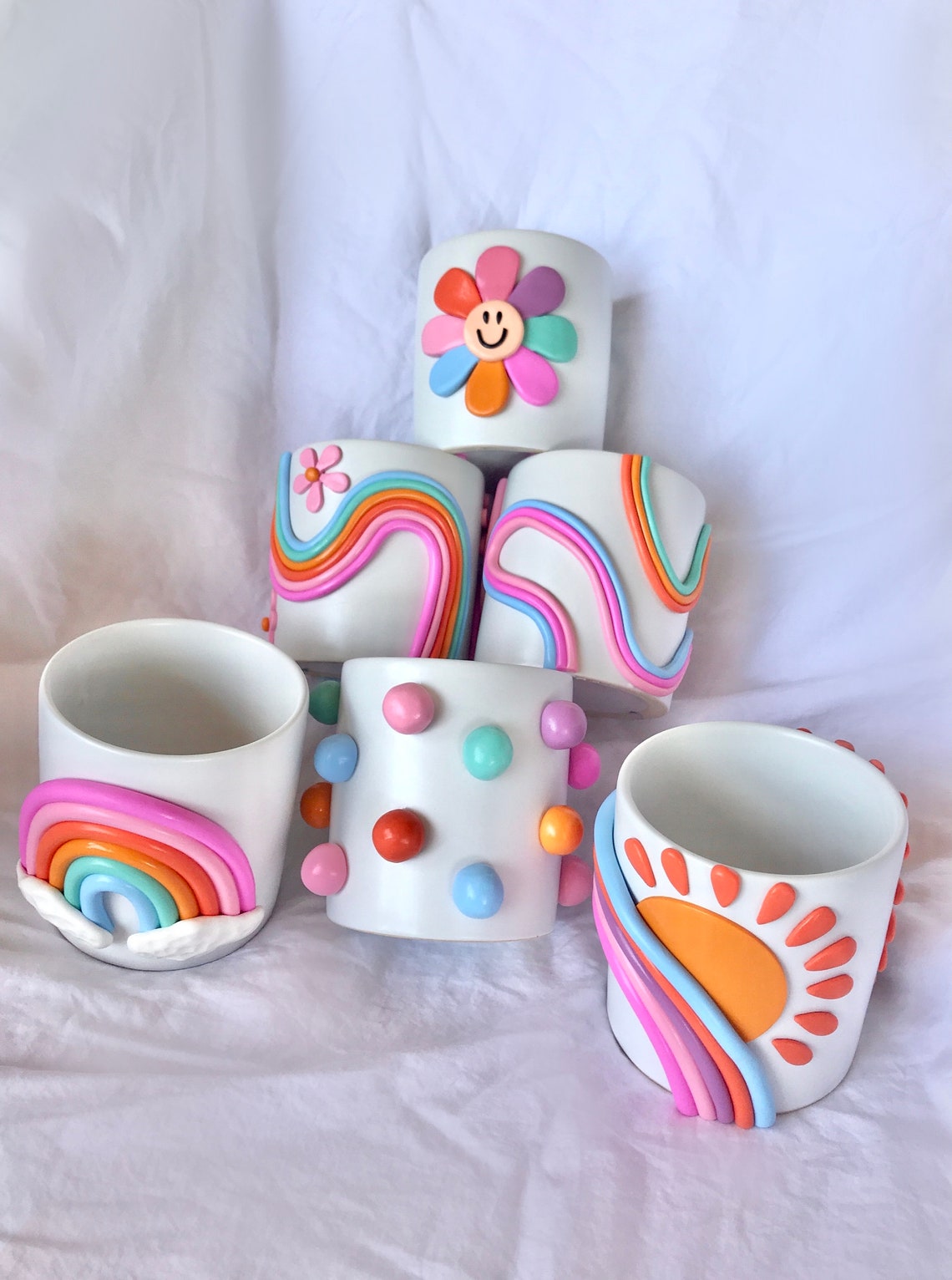 Retro Eclectic Colorful Planters/ Cute Ceramic Planter/ - Etsy