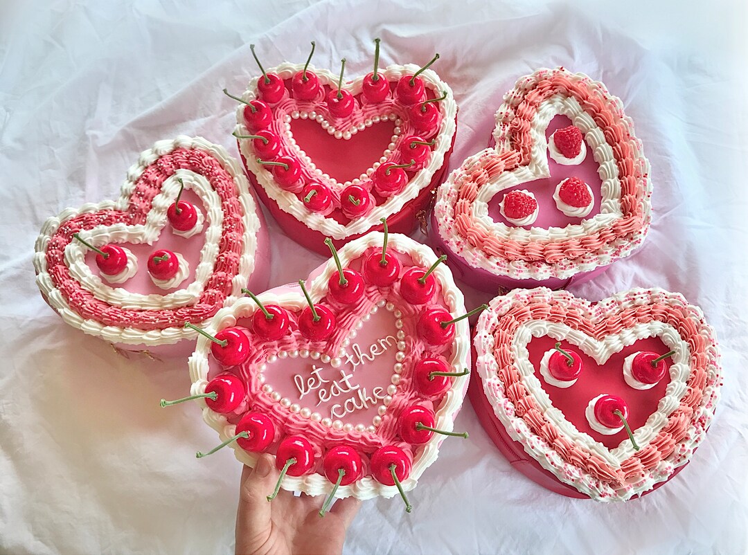 Pink and Red Heart Shaped Cake Purse/ Frosted Kawaii Purse/ Cute Cake ...