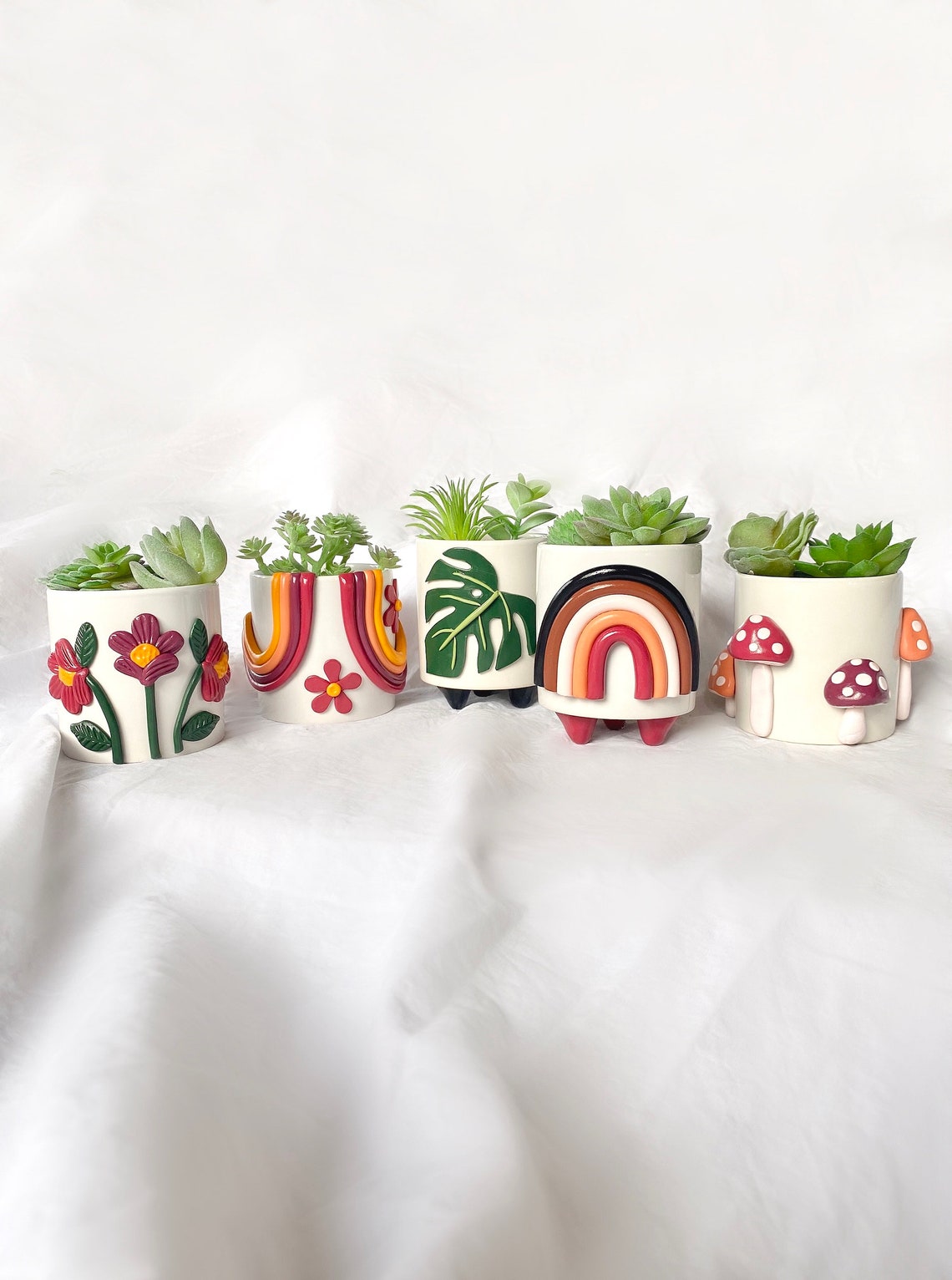 Neutral Planter Pots/ Rainbow Planter/ Succulent Planters/ - Etsy