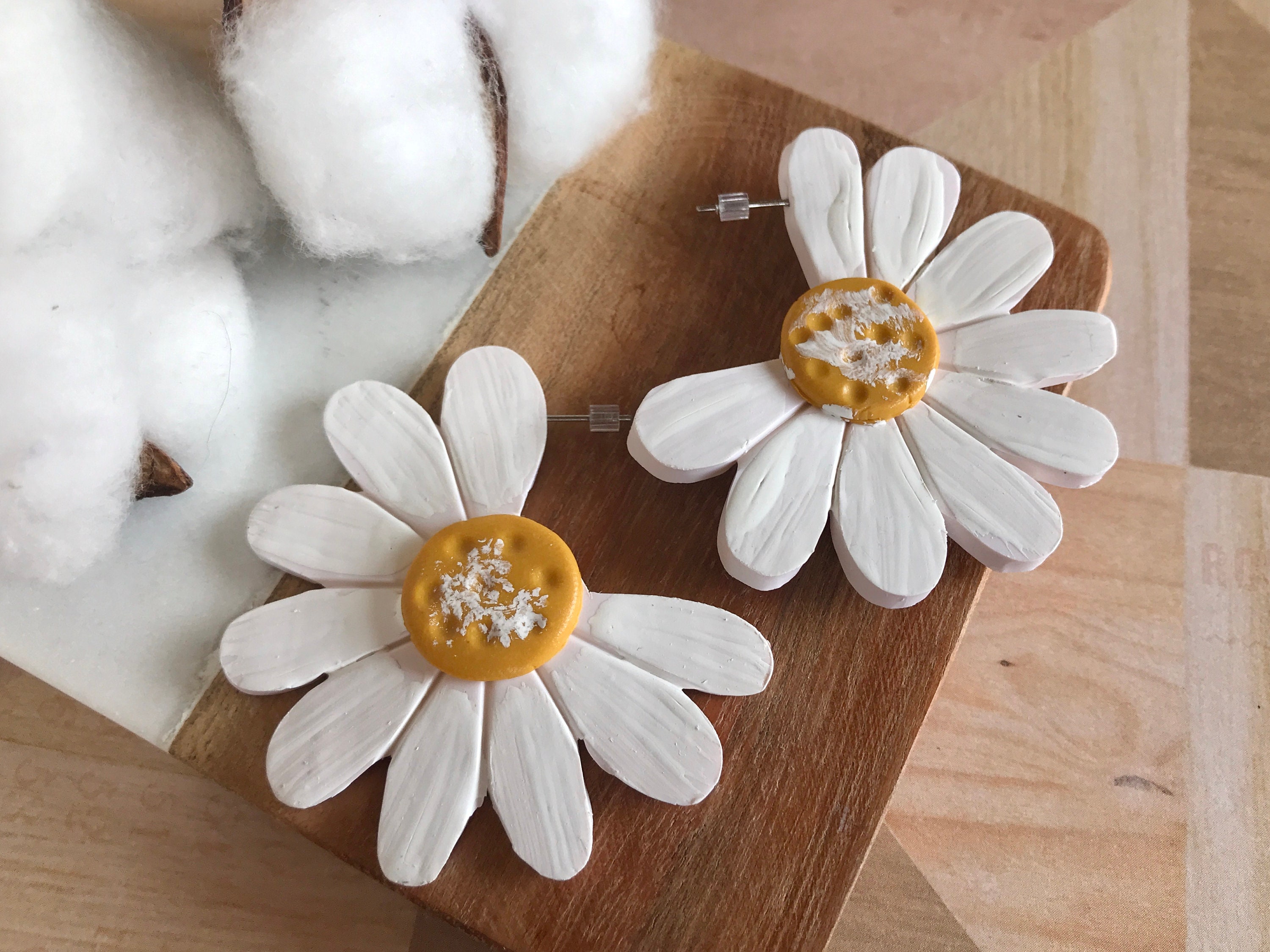 Daisy Hoop Earrings/ Daisy Jewelry/ Flower Hoop Earring/ Modern Hoop ...