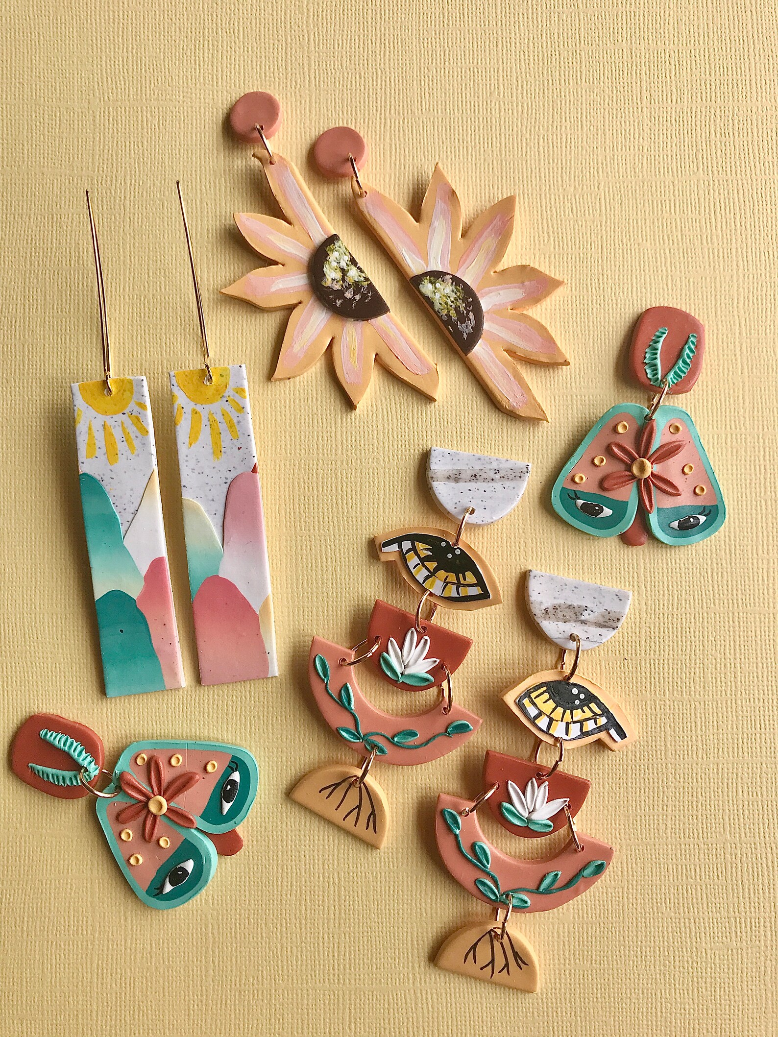 Split Sunflower Earrings/eclectic Sunflower Earrings/ | Etsy