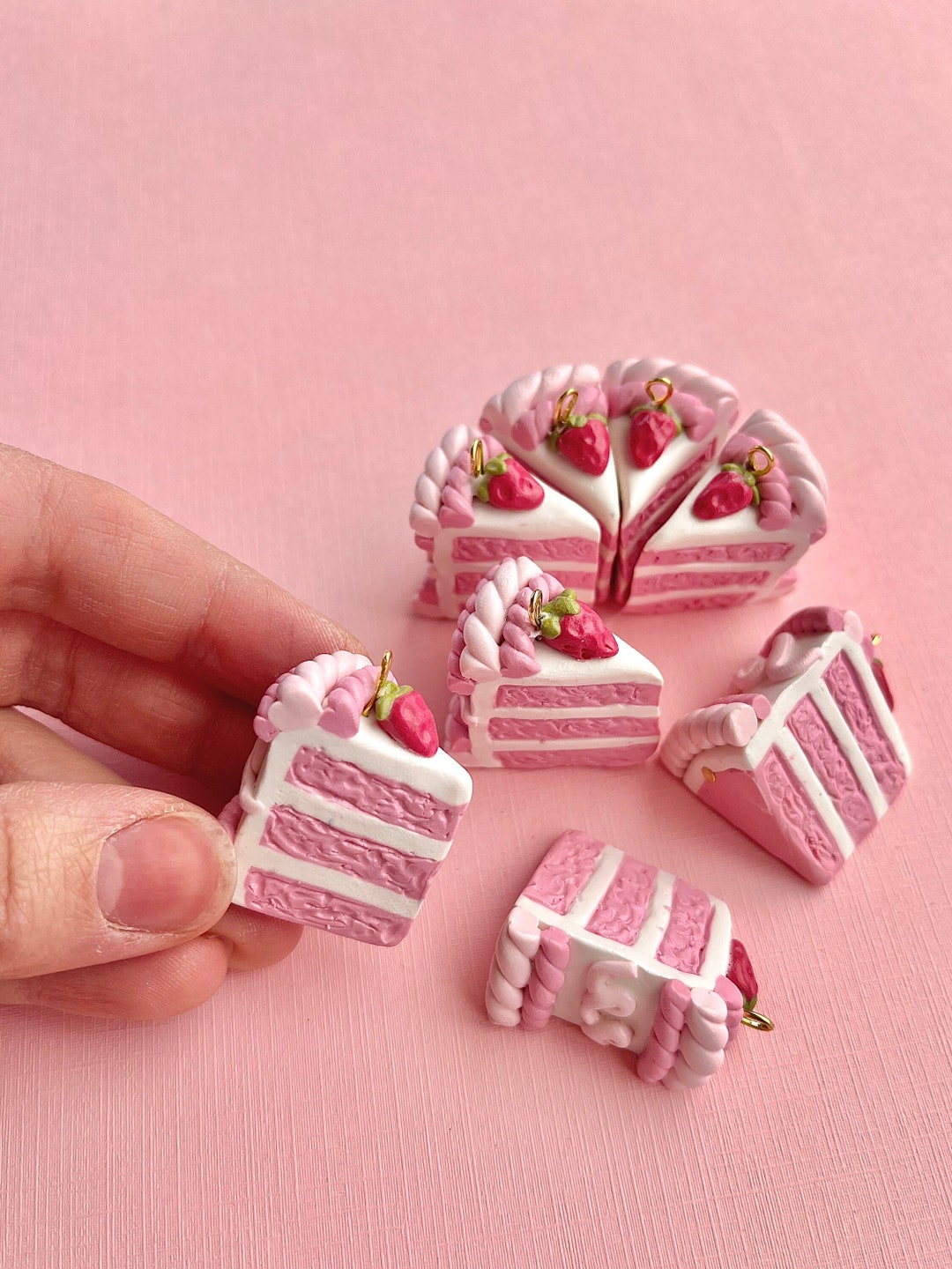 Pink Strawberry Cake Earrings: Polymer Clay Kawaii Jewelry - Etsy