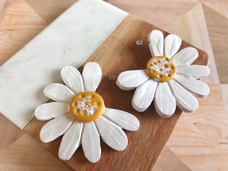 Daisy Hoop Earrings/ Daisy Jewelry/ Flower Hoop Earring/ Modern Hoop ...