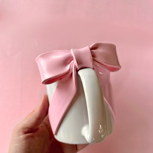 Coquette Pink Bow Mugs/ Cute Ceramic Mug/ Girly Pop Coffee Mug/ Bow Decor/ Modern Ceramic Cup ...