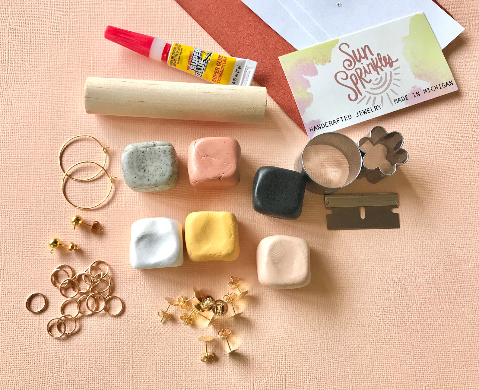 Beginners DIY Clay Earrings Kit/ Sun Sprinkles NEUTRAL Version/ DIY ...