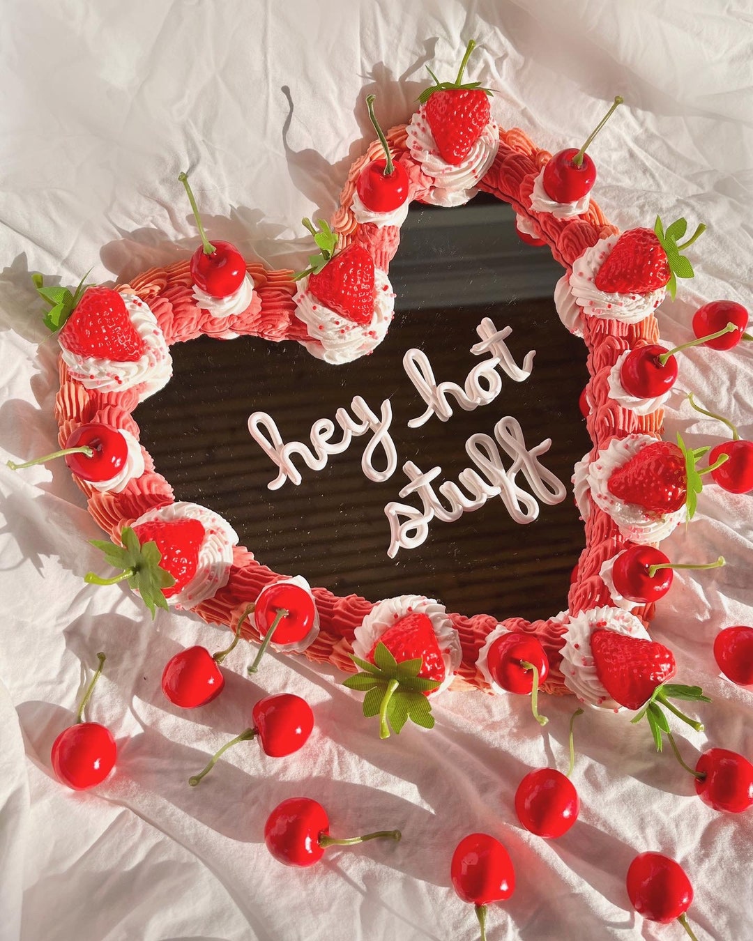 Heart Shaped Cake Wall Mirror/ Frosted Kawaii Mirror/ Cute Cake Home ...