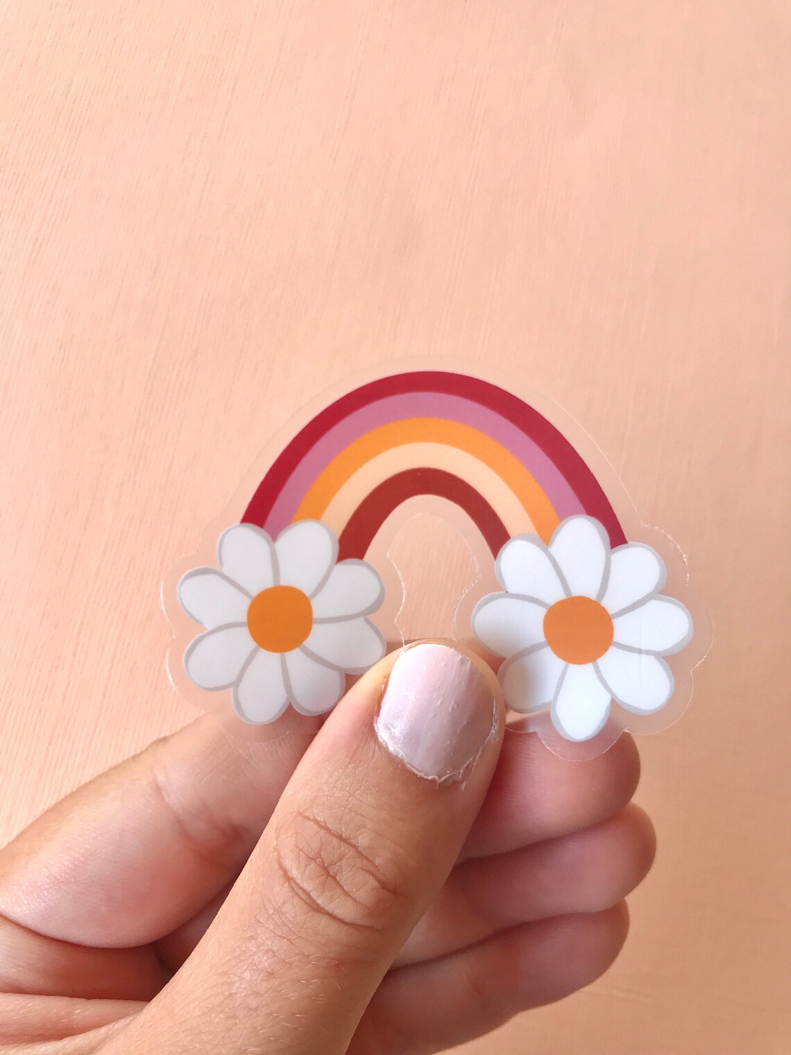 Rainbow Flower Hippie Sticker/ Laminated Waterproof - Etsy