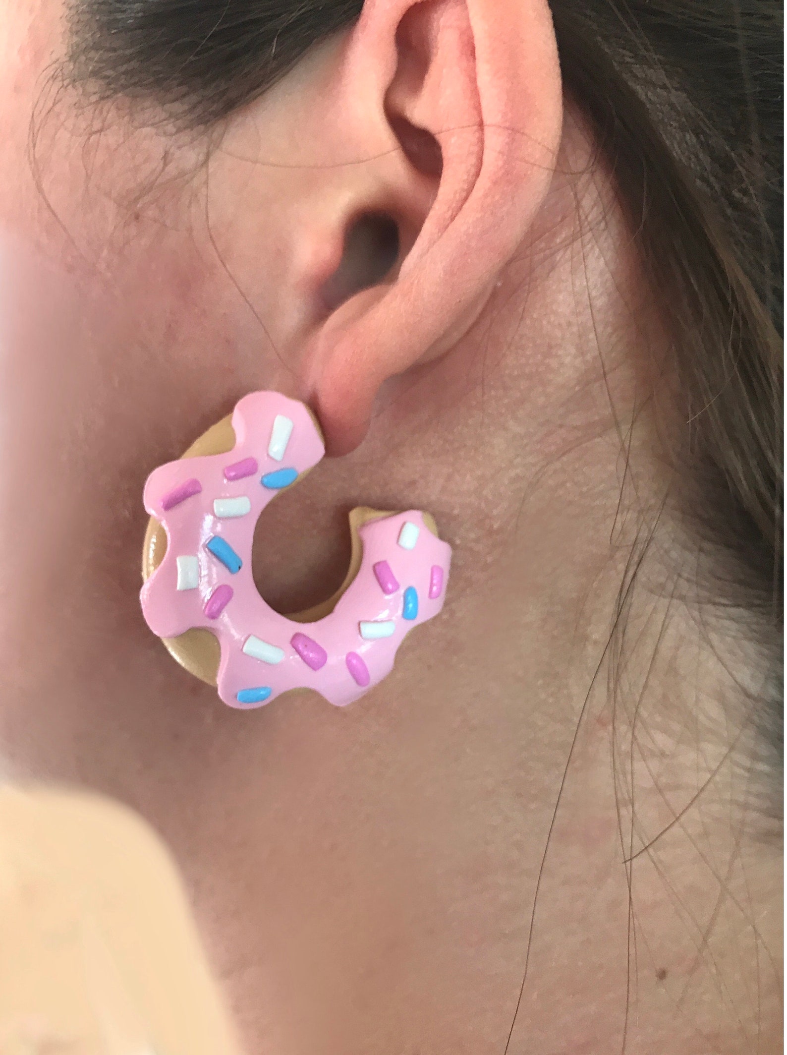 3/4 Donut Hoop Earrings/ Half Eaten Donut Earrings/ Cute - Etsy UK