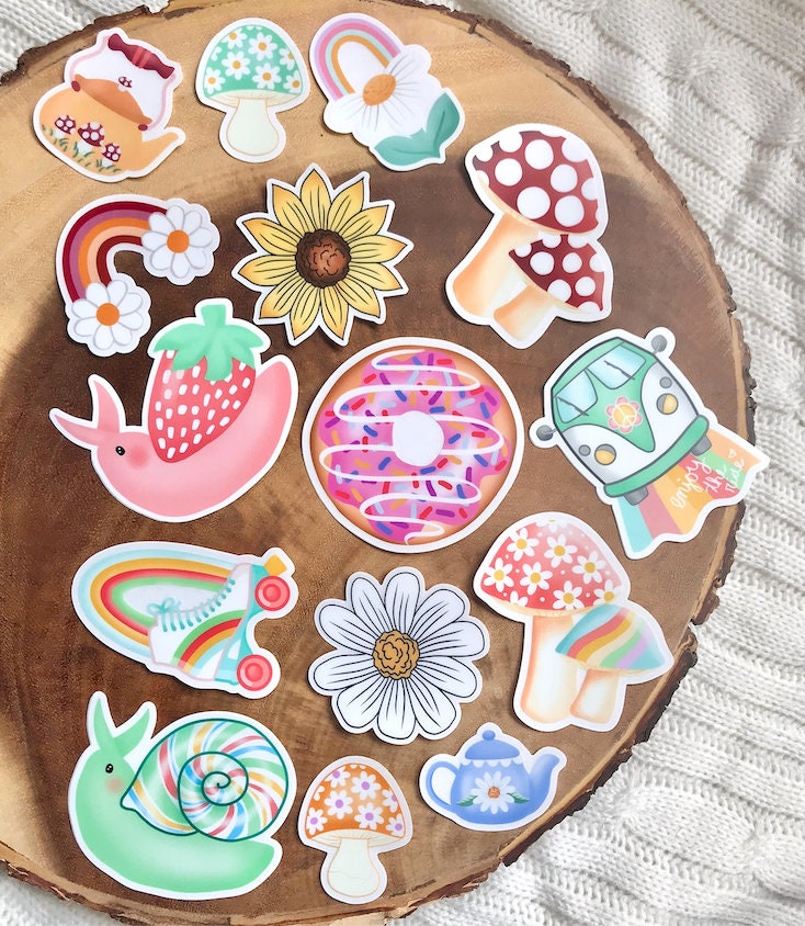 Rainbow Flower Hippie Sticker/ Laminated Waterproof - Etsy