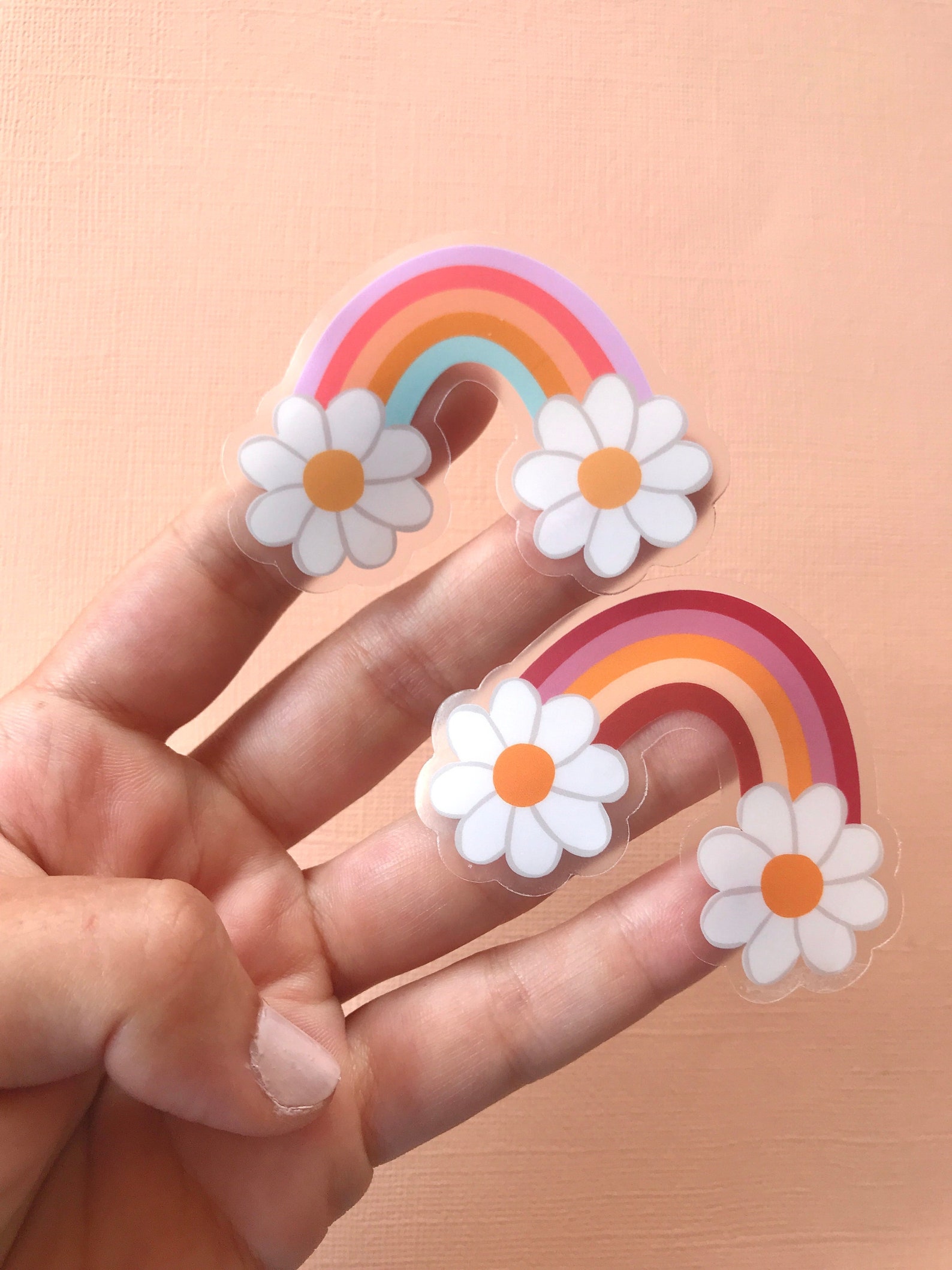 Rainbow Flower Hippie Sticker/ Laminated Waterproof - Etsy