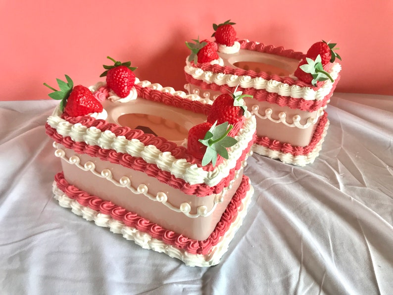 Handmade Faux Cake Tissue Box Cover: Pink Strawberry Cake Home Decor - Etsy