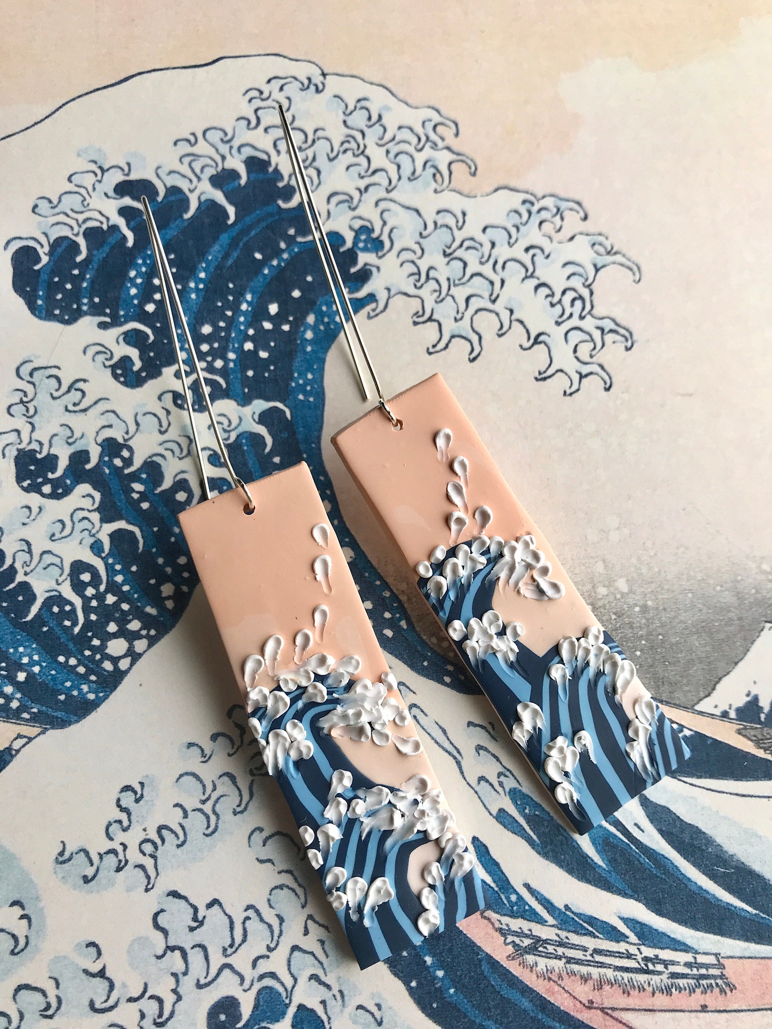 Great Wave off Kanagawa Earrings/ Art Inspired Earrings/ Japanese Style ...