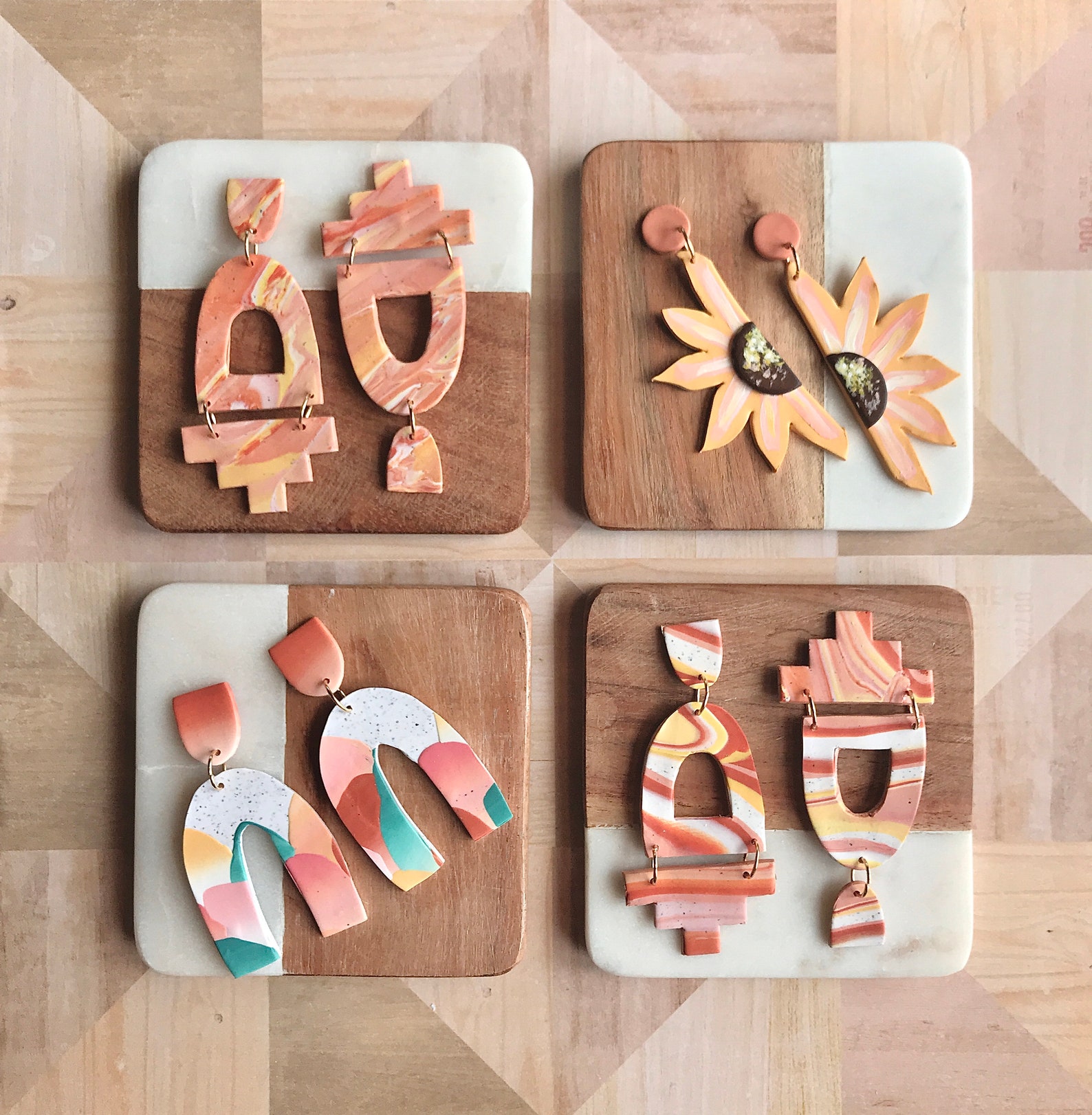 Split Sunflower Earrings/eclectic Sunflower Earrings/ | Etsy