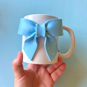 Coquette Blue Bow Mugs/ Cute Ceramic Mug/ Girly Pop Coffee Mug/ Bow ...