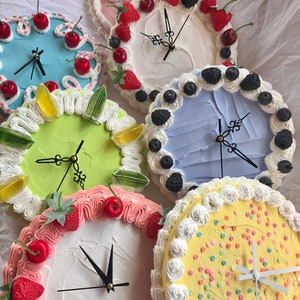 Cake Clock/ Decorative Wall Clock/ Y2k Aesthetic Home Decor/ Cute Cake ...
