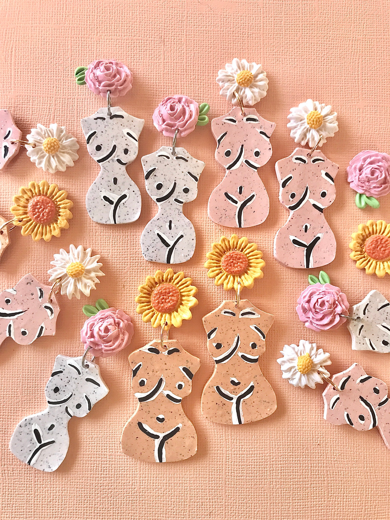 Woman Figure Earrings: Polymer Clay Torso, Feminist Body Positivity - Etsy
