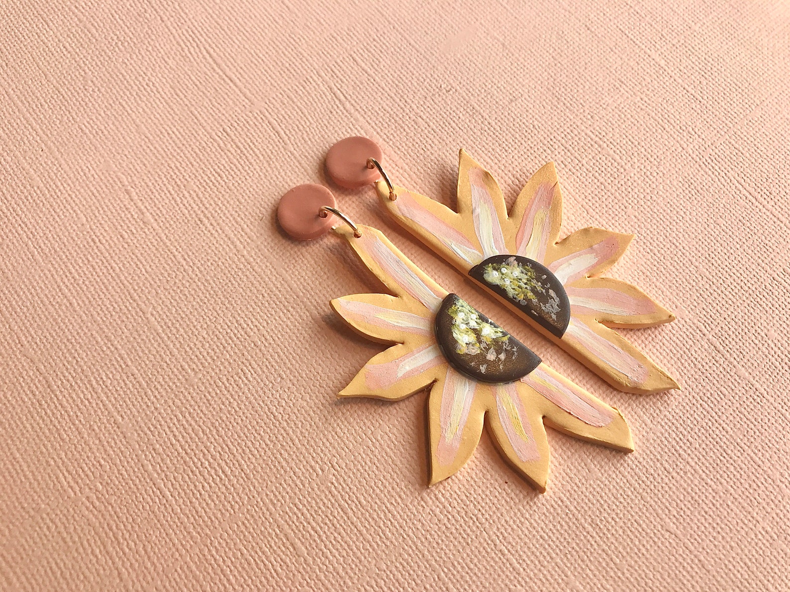 Split Sunflower Earrings/eclectic Sunflower Earrings/ Statement ...