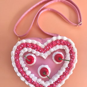 Pink and Red Heart Shaped Cake Purse/ Frosted Kawaii Purse/ Cute Cake ...