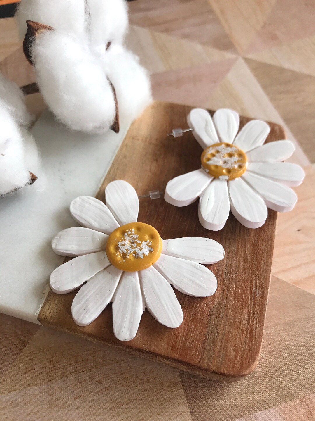 Daisy Hoop Earrings/ Daisy Jewelry/ Flower Hoop Earring/ Modern Hoop ...