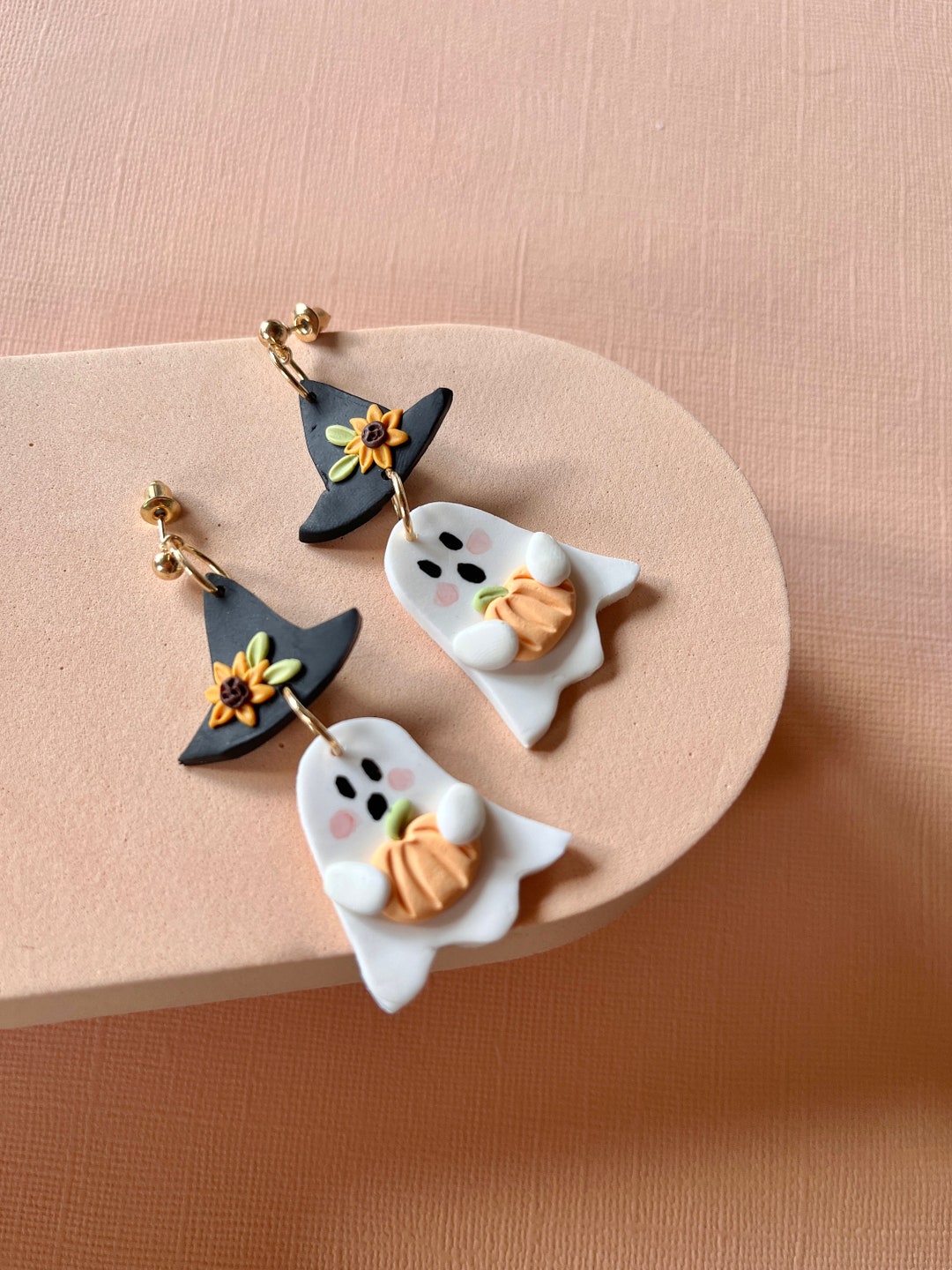 Ghost Witch With Pumpkin Earrings/ Halloween Earrings/ Spooky Jewelry ...