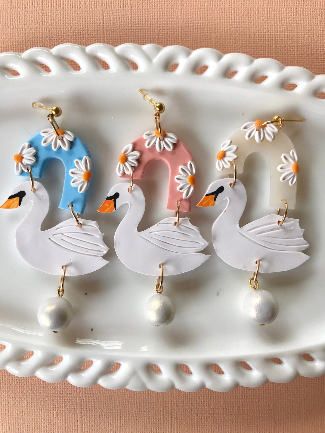 Swan Earrings/ Elegant Swan Jewelry/ Swan Gift/ Dressy Formal Earrings ...