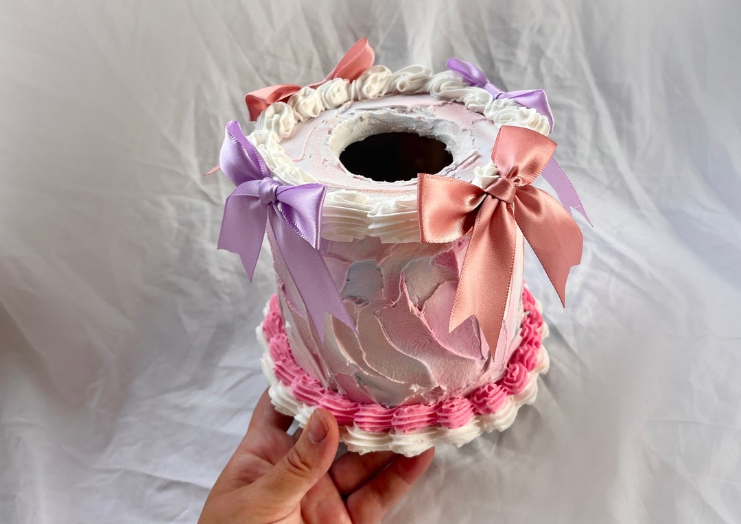 Handmade Circular Faux Cake Tissue Box Cover: Girly Home Decor - Etsy