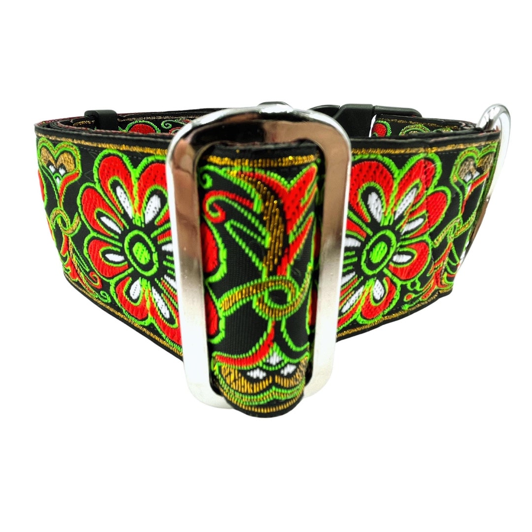 Groovy Floral Dog Collar: 2" Wide, Large Breed, Satin Lined - Etsy