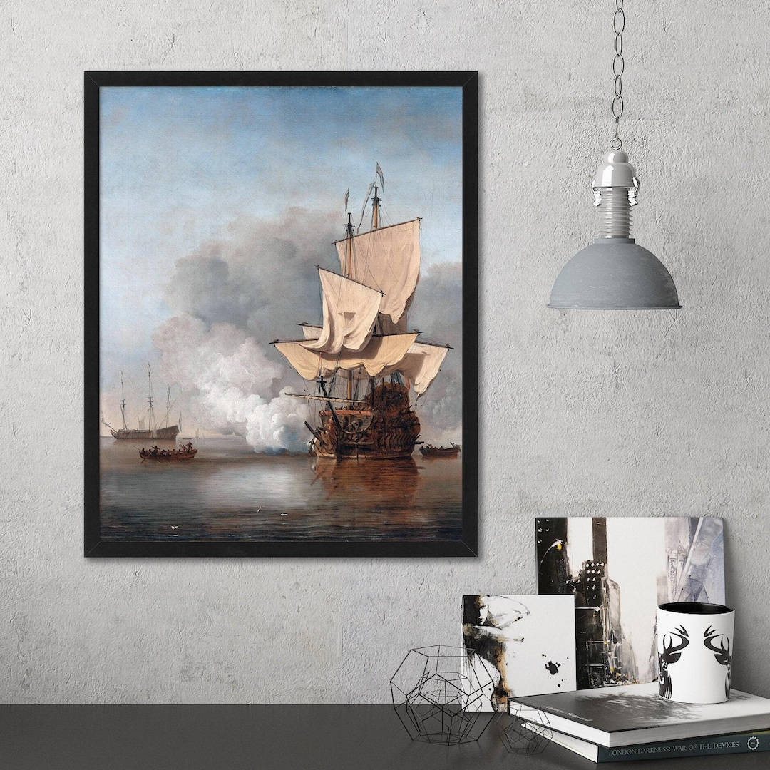Dutch Warship Print: 17th Century Naval Cannon - Willem Van De Velde - Etsy